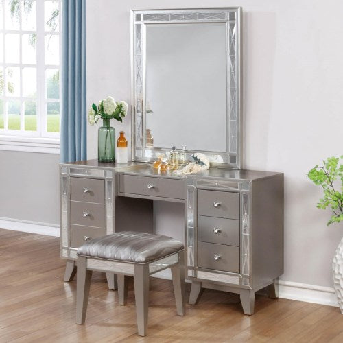 Leighton Glam Vanity Desk Stool and Mirror Combo COA X elence Furniture